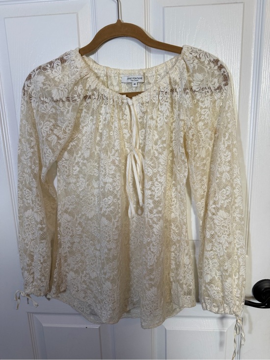 Anne Fontaine | Tops | Anne Fontaine France Cream Lace Peasant Blouse ...